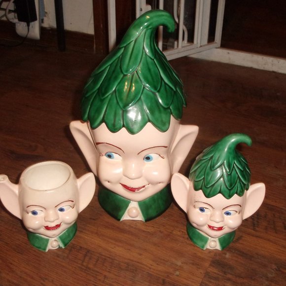 Cookie Jar | Kitchen | Elf Pixie Cookie Jar Creamer Sugar Salt Pepper ...